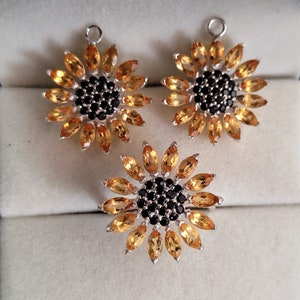 Citrine Sunflower Engagement Ring in 925 Sterling Silver Floral ...