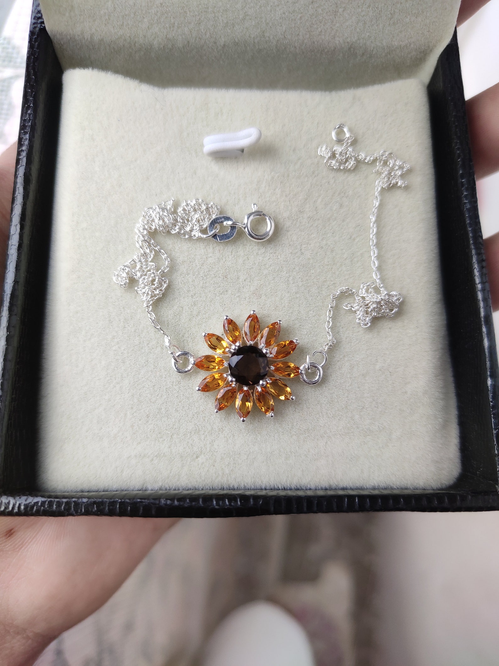 Beautiful Golden Citrine Sunflower Necklace and Bracelet Sunflower ...