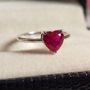 Lab Ruby Heart Ring Ruby Promise Ring Heart Cut Gemstone Ring Ruby Love Rings Valentine Ring ...