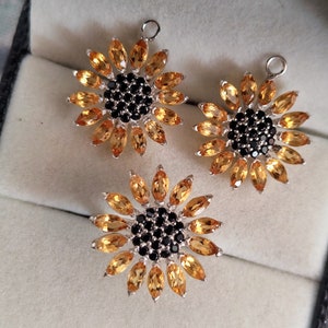 Citrine Sunflower Engagement Ring in Gold Plated Floral Sunflower ...