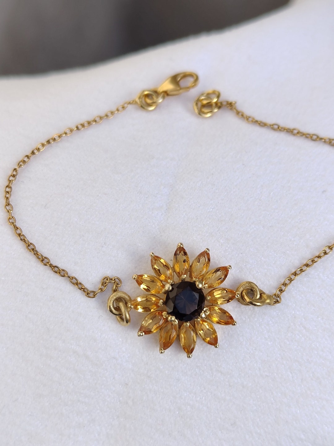 Beautiful Golden Citrine Sunflower Necklace and Bracelet Sunflower ...