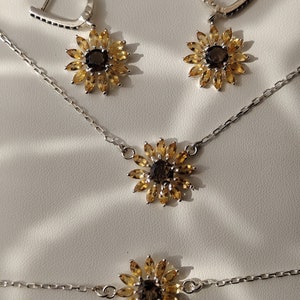 Citrine Sunflower Jewelry Set in 925 Sterling Silver Natural Citrine ...