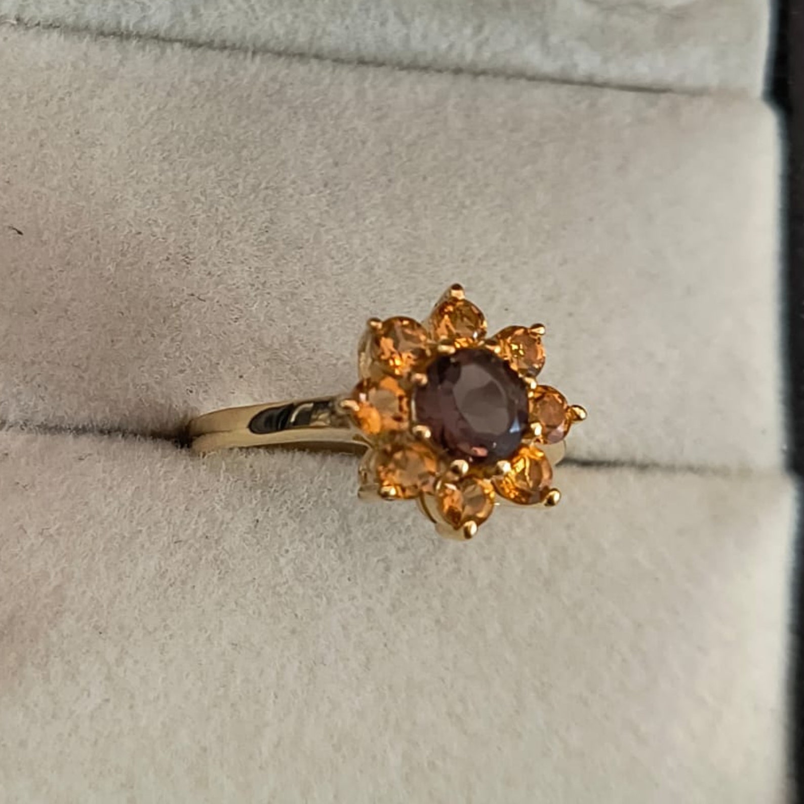 Sunflower Orange Citrine Ring in 14k Yellow Gold Orange Citrine Cluster ...