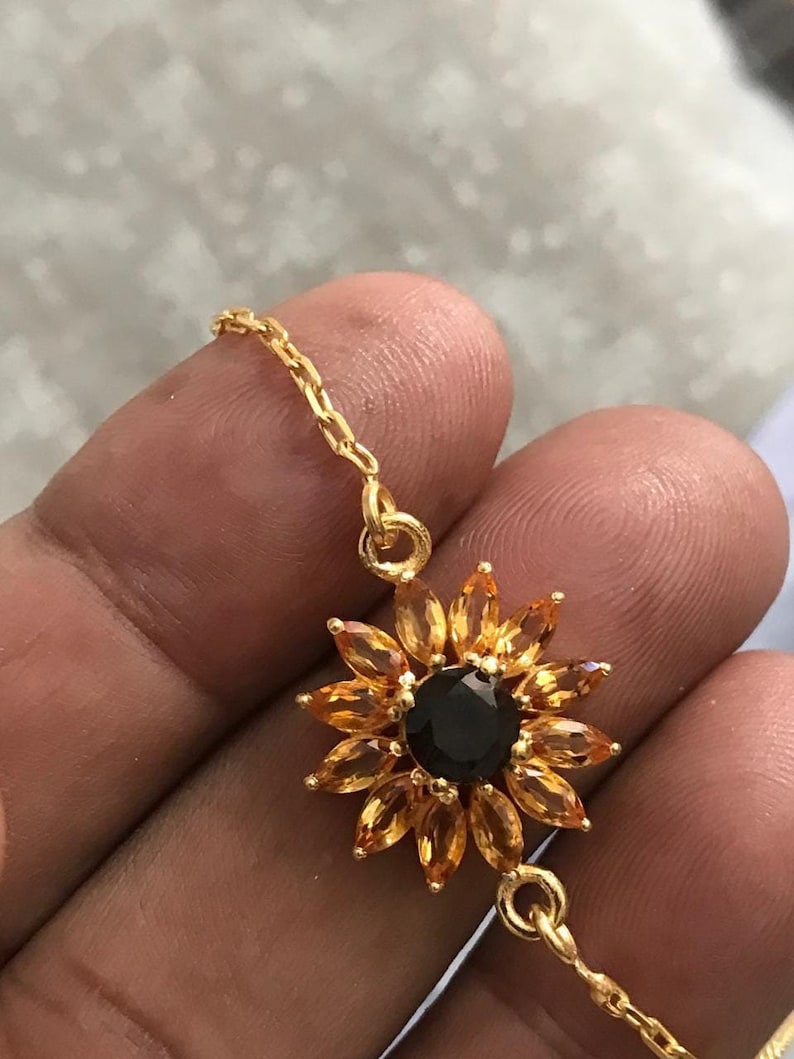 Beautiful Golden Citrine Sunflower Necklace and Bracelet Sunflower ...