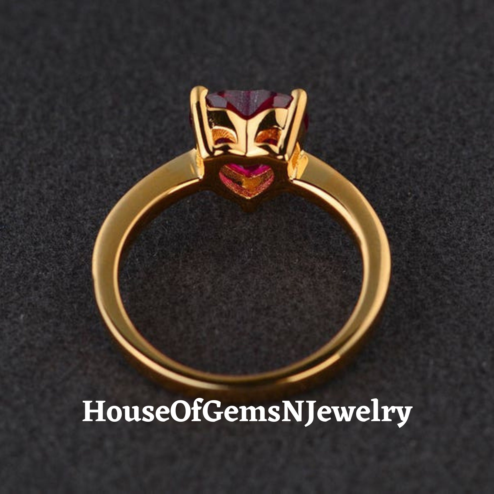 Lab Ruby Heart Ring Ruby Promise Ring Heart Cut Gemstone Ring Ruby Love ...