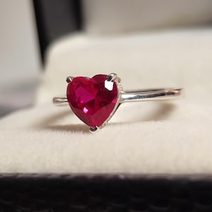 Lab Ruby Heart Ring Ruby Promise Ring Heart Cut Gemstone Ring Ruby Love ...