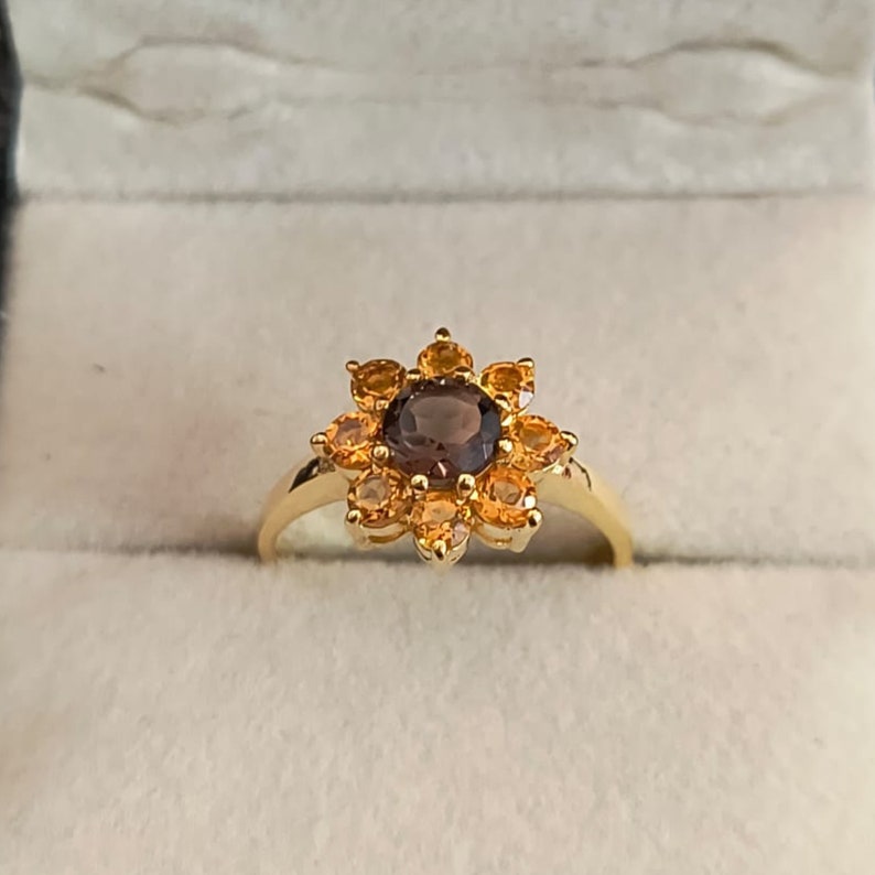 Sunflower Orange Citrine Ring in 14k Yellow Gold Orange Citrine Cluster ...