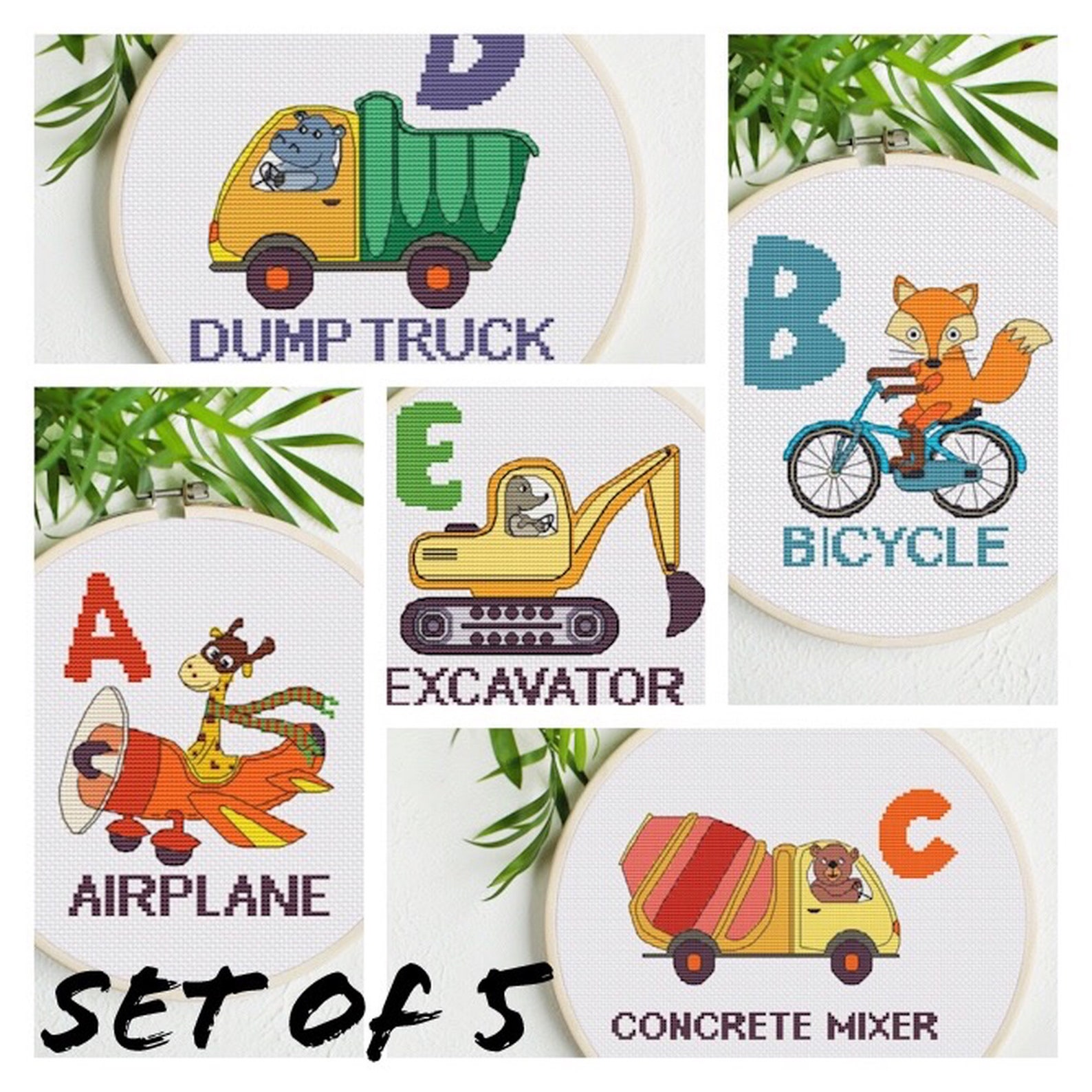 ABCDE Custom Cross Stitch Pattern Set of 5 Patterns - Etsy