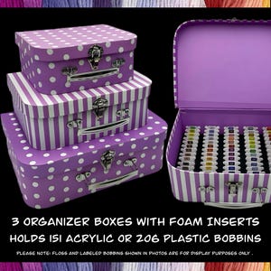 Travel Floss Bobbin Box Set–3 Organizer Boxes With Foam Inserts–holds ...