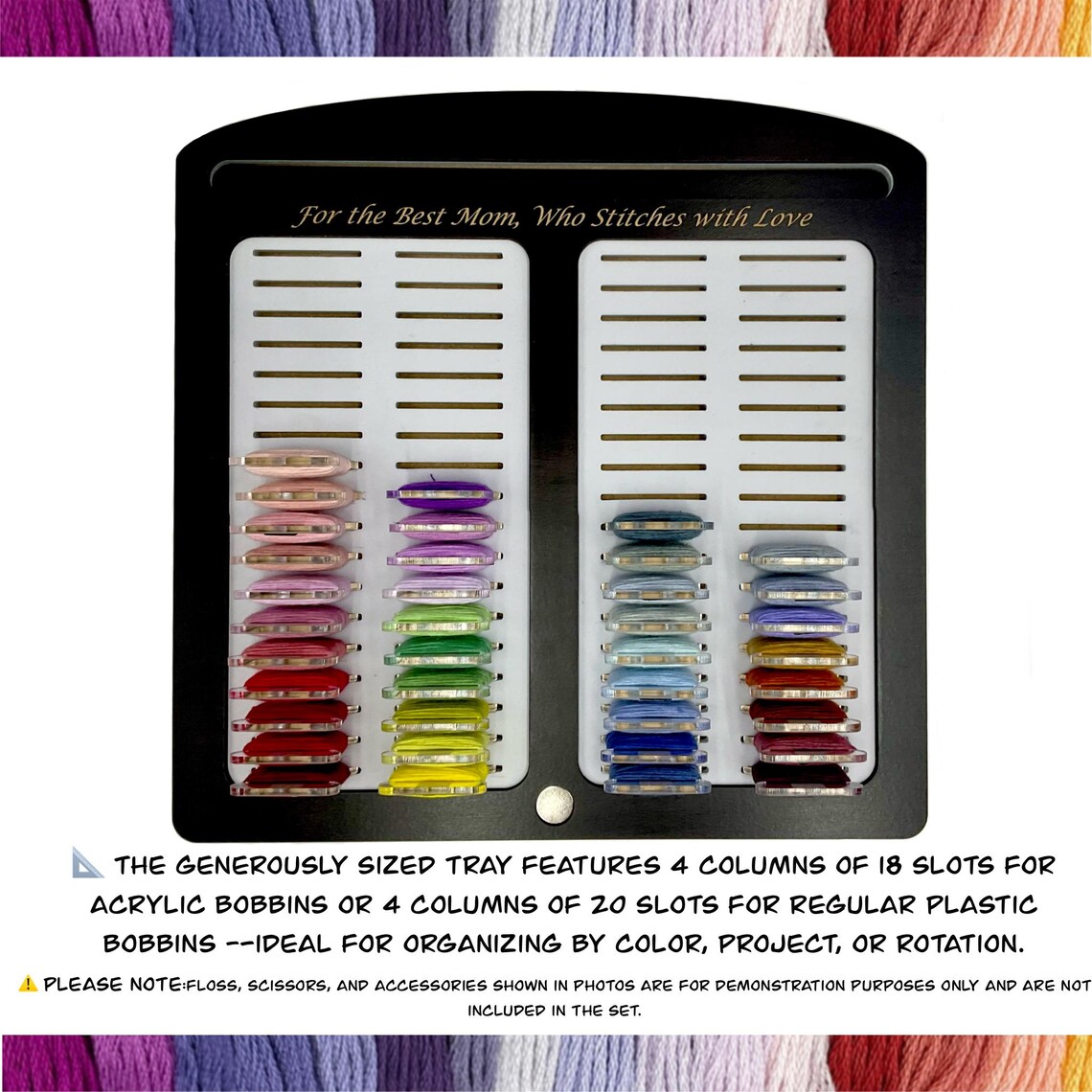 Personalized Cross Stitch Tray With 72 Acrylic or 80 Plastic Bobbins ...