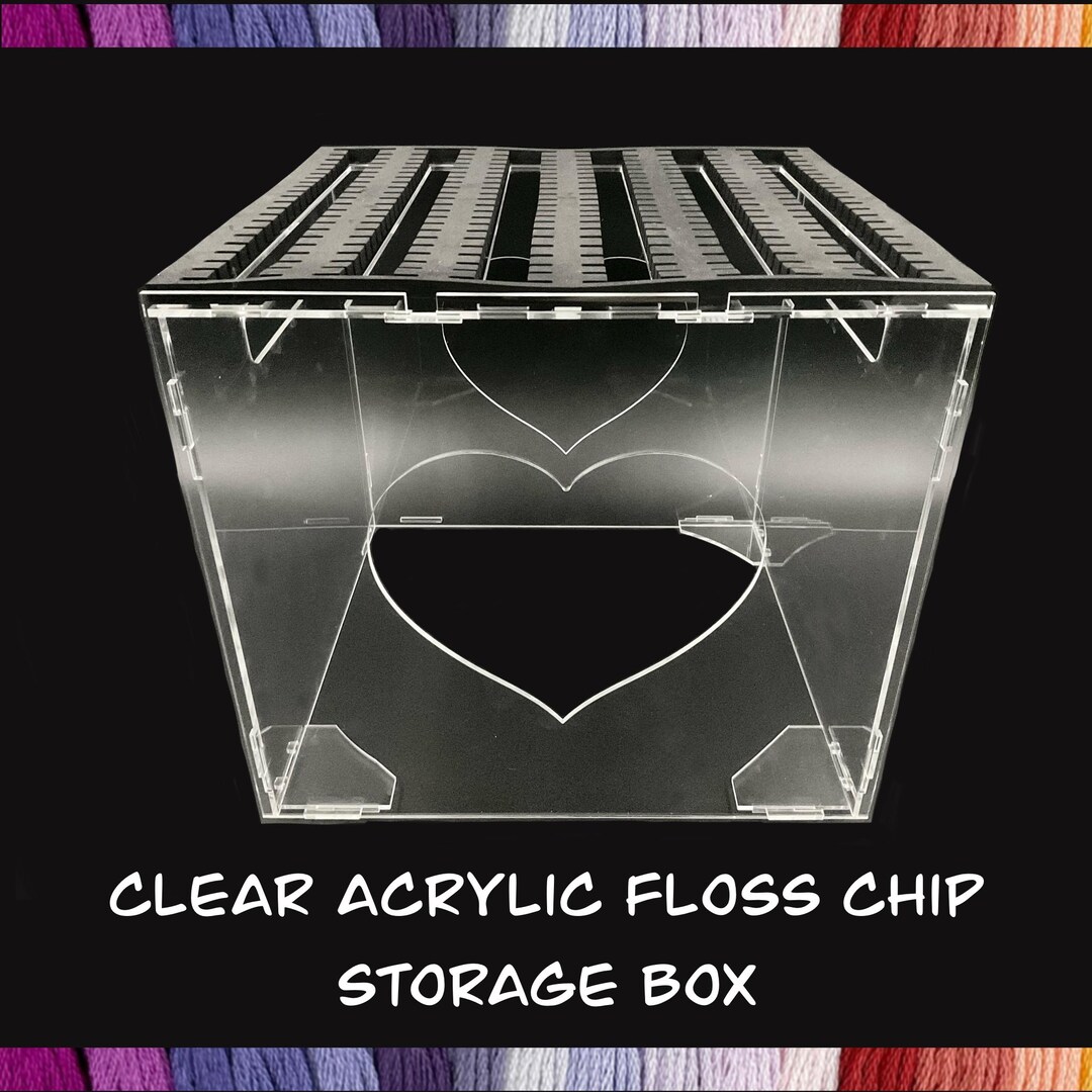 Clear Acrylic Floss Chip Storage Box–holds 132 DMC Pre-labeled Floss ...