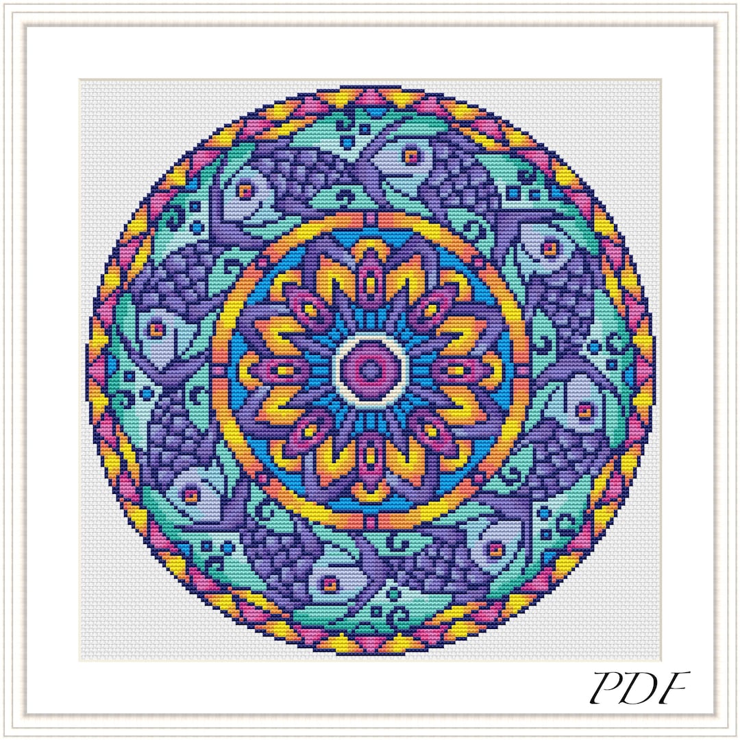 Mandala Fish Cross Stitch Pattern, Beginner Xstitch, Great Gift Modern ...