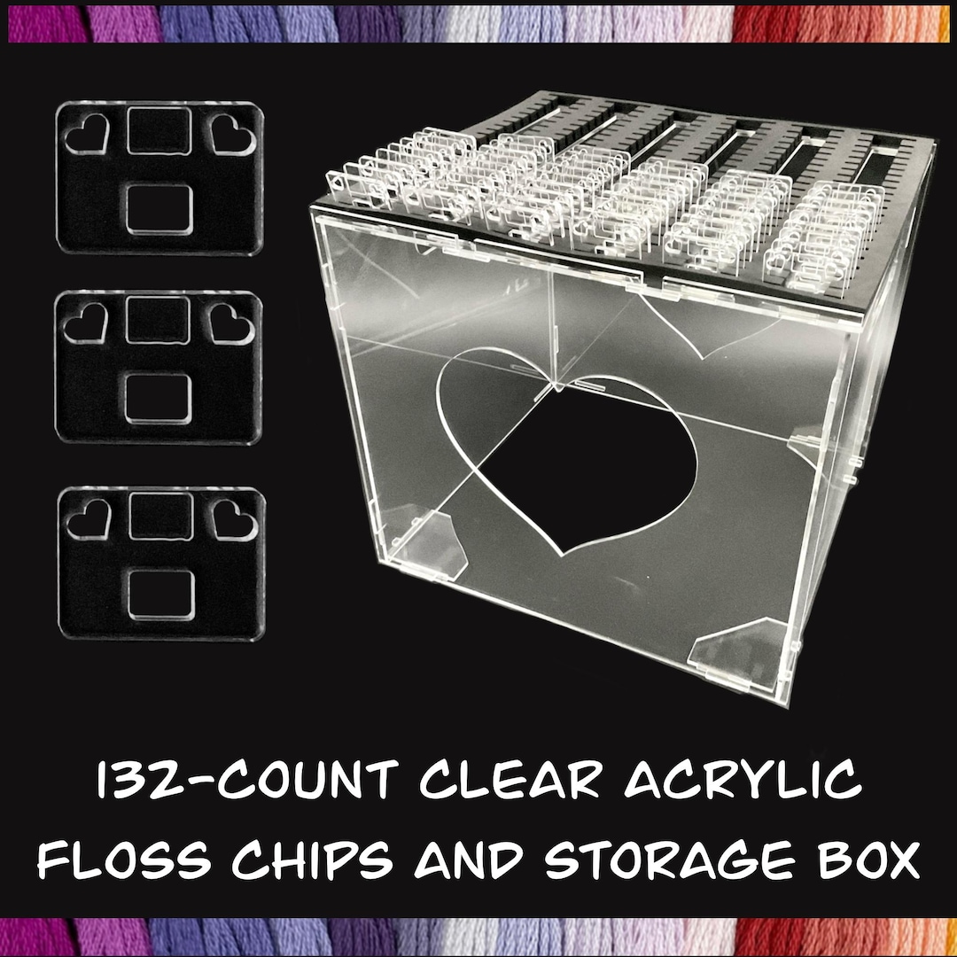 132-count Clear Acrylic Floss Chip Storage Box–ideal Gift for Stitchers ...