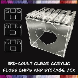 132-count Clear Acrylic Floss Chip Storage Box–ideal Gift for Stitchers ...
