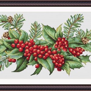 Christmas Winterberry Cross Stitch Pattern, Christmas Decoration ...