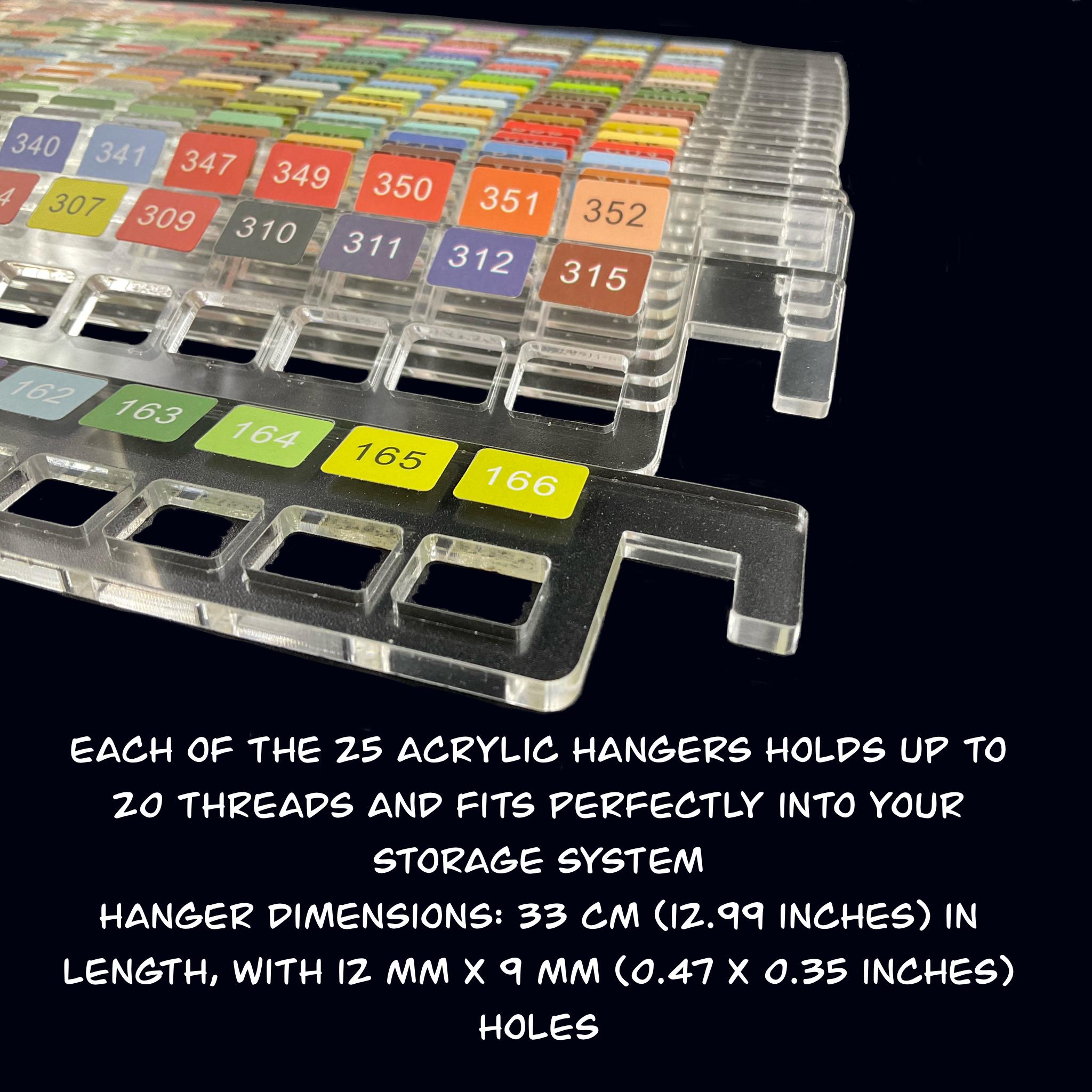 Set of 25 Clear Acrylic Pre-labeled Floss Hangers for 482 DMC Colors ...