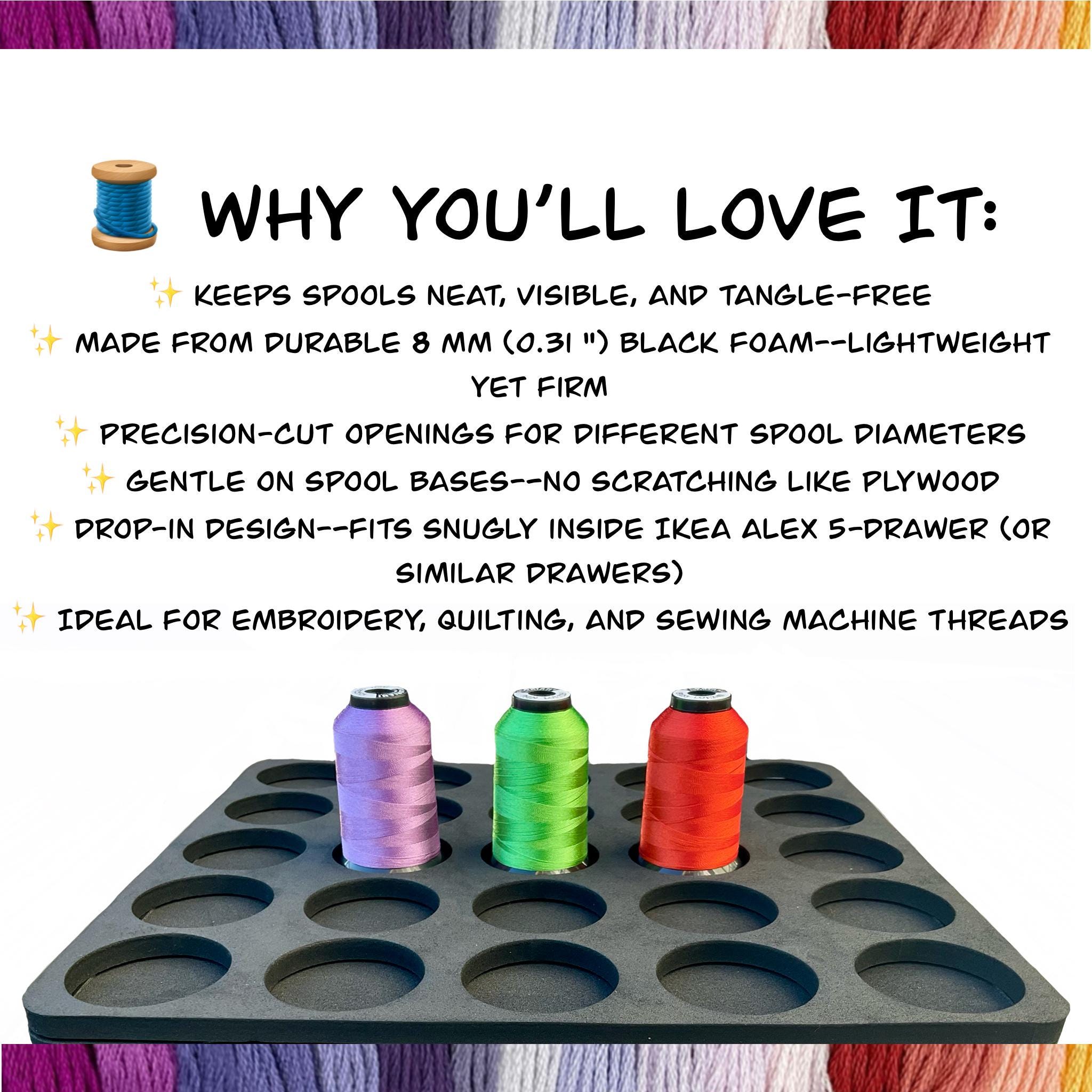 Foam Spool Organizer Inserts for IKEA Alex 5-drawer – Thread Storage ...