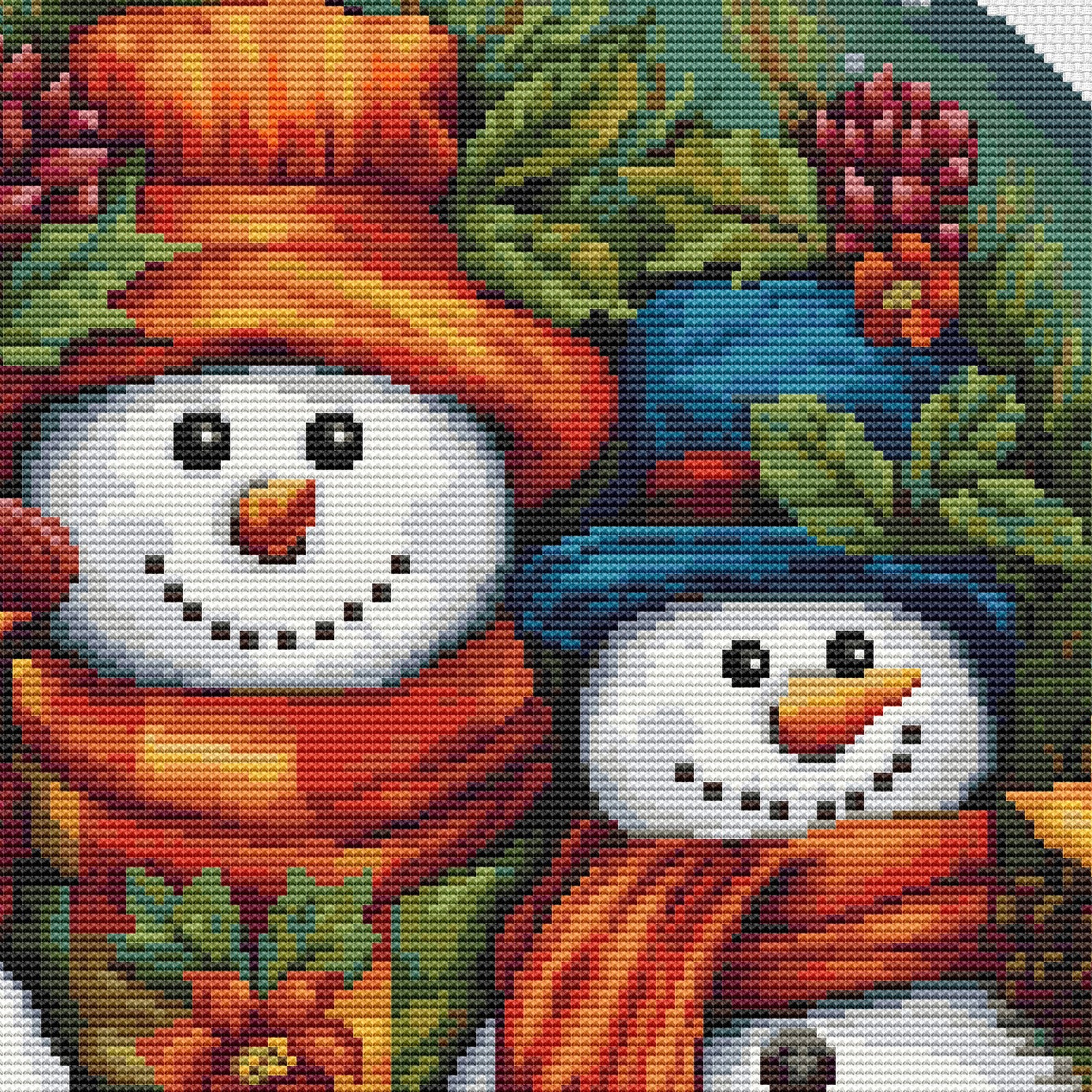 Colorful Winter Stitching:botanical Snowmen Cross Stitch Pattern With ...