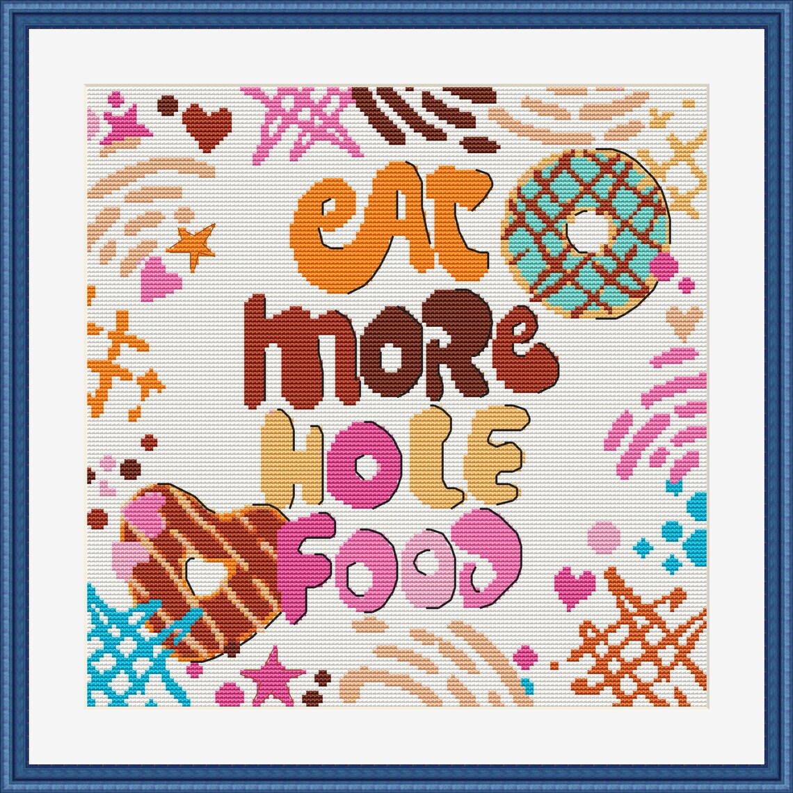 Eat More Hole Food Pattern Colorful Donut Xstitch Funny - Etsy