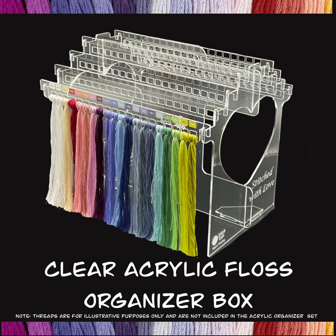 Clear Acrylic Floss Organizer Box: Embroidery Floss Storage Box, Thread ...