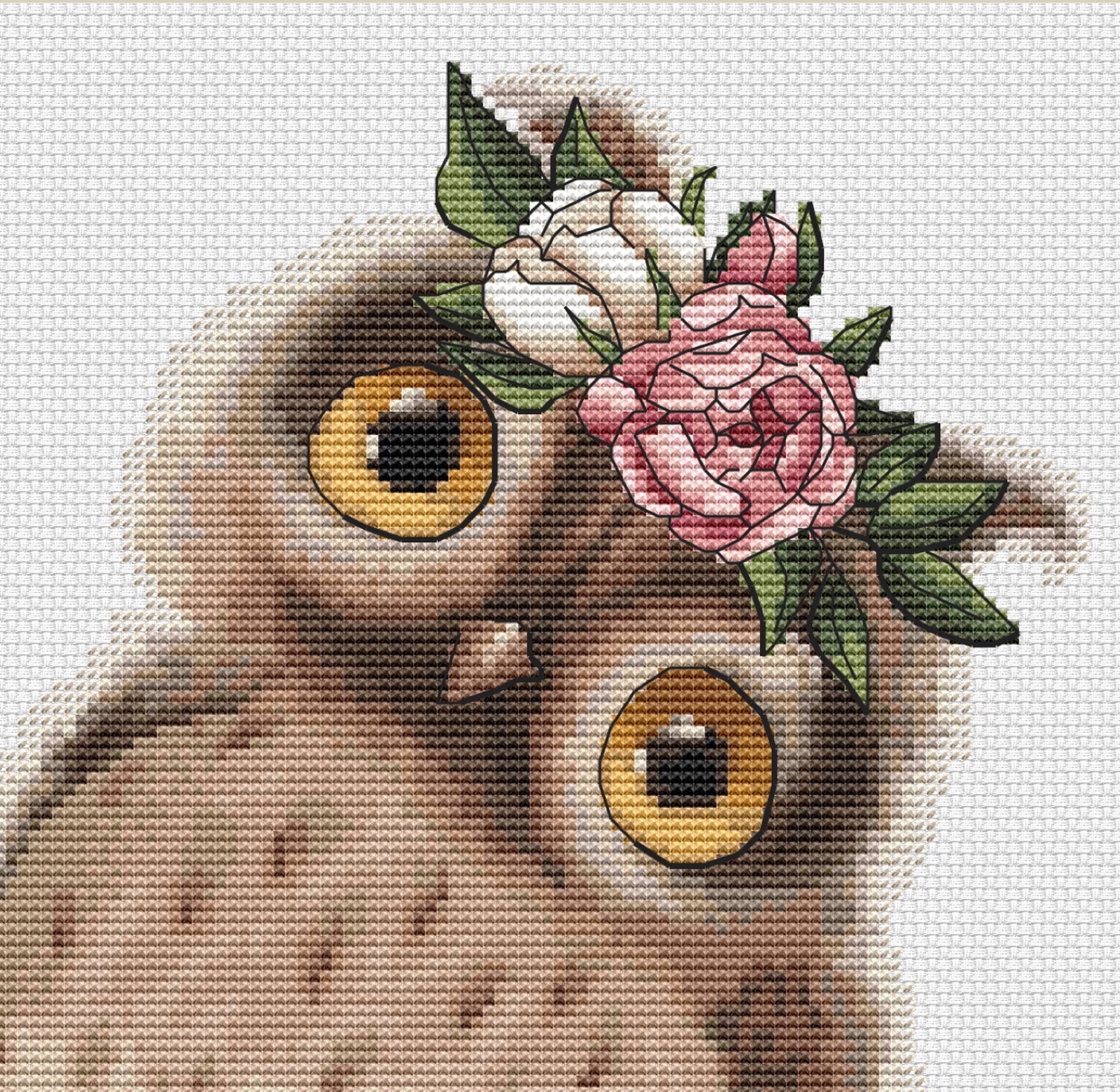 Cute Summer Owl Cross Stitch Pattern Owl in Flower Wreath - Etsy