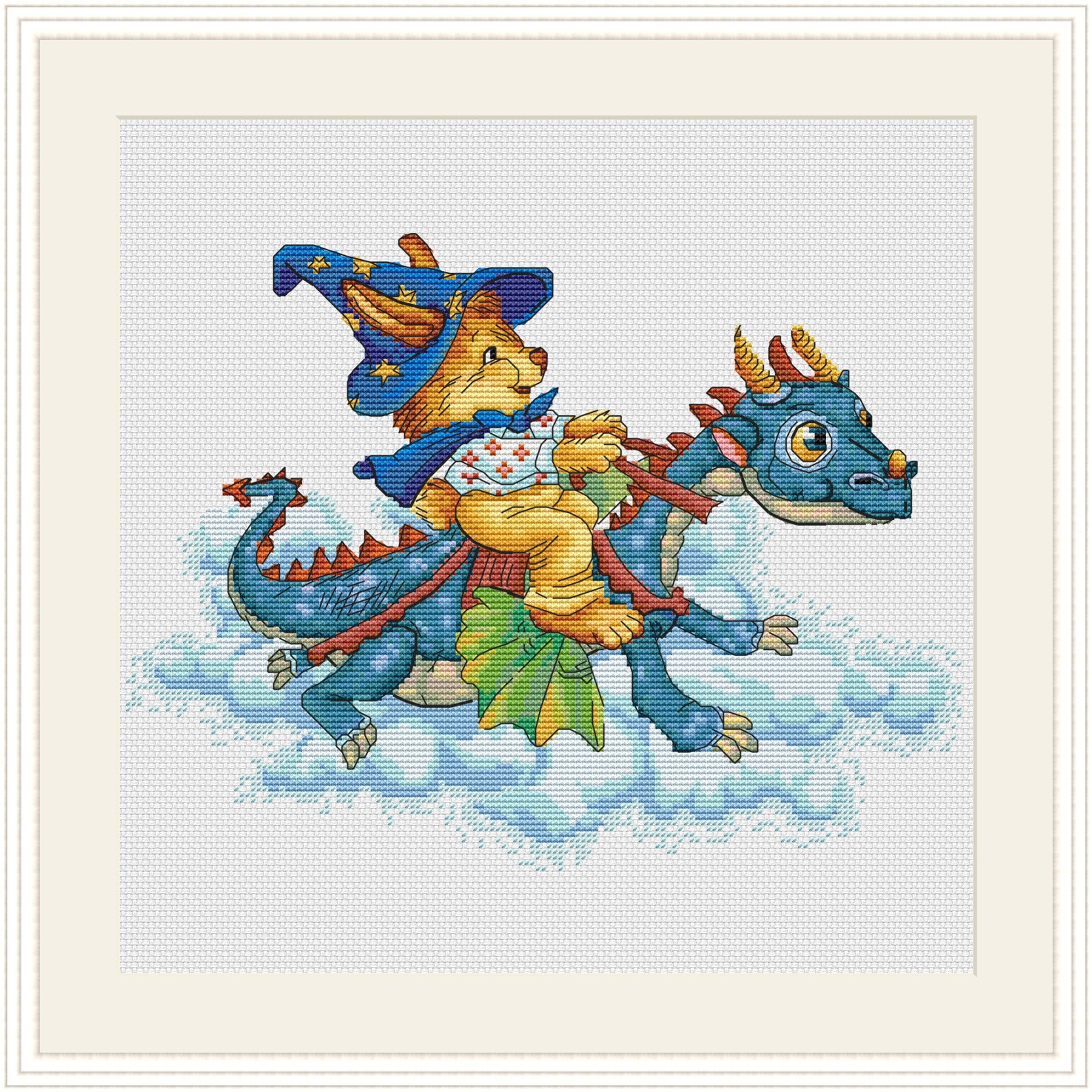 Best Bunny Riding Dragon Cross Stitch Pattern, Cute Bunny Flying Dragon ...