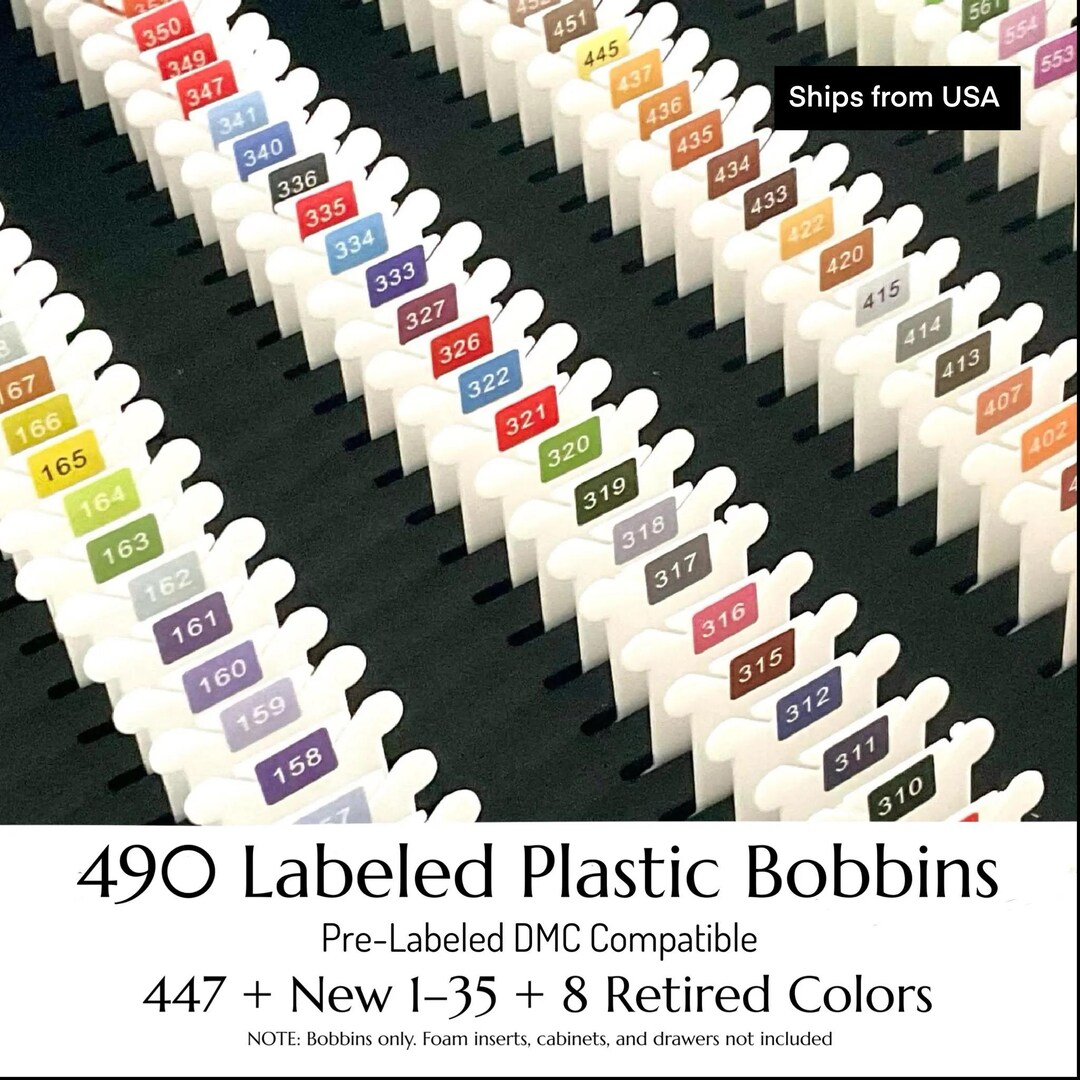 490 DMC Plastic Bobbins-490 Colors Ready Labeled Bobbins (NO Floss ...