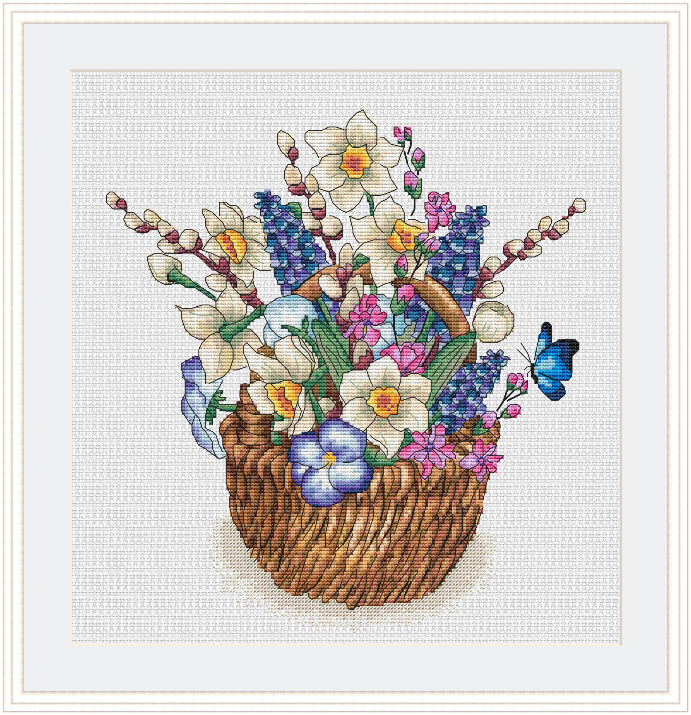 Spring Flowers in Basket Cross Stitch Pattern Nice Daffodils - Etsy