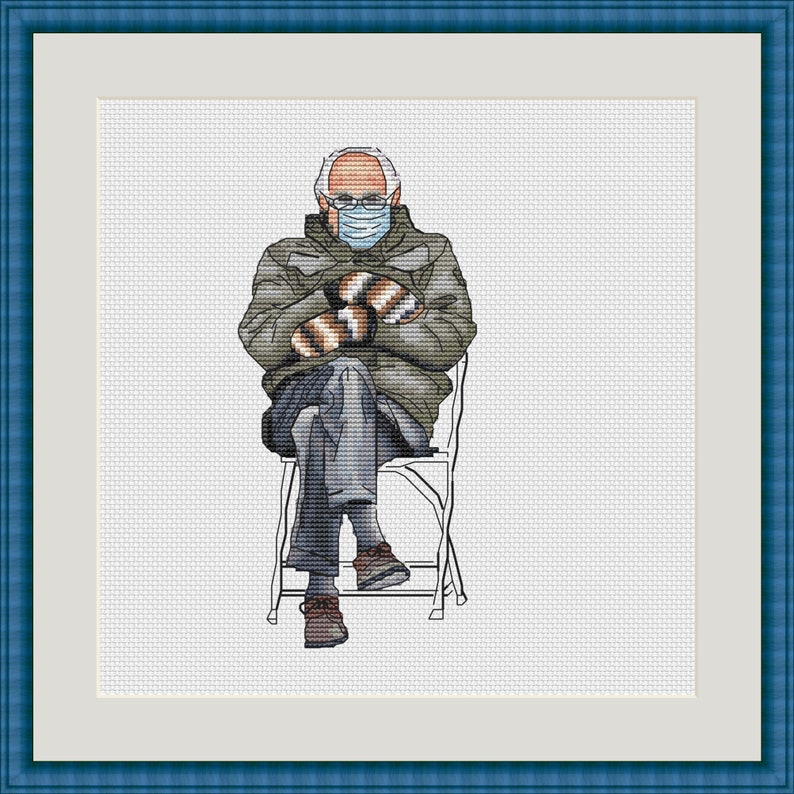 Best Bernie Sanders Mittens Meme cross stitch pattern Sanders | Etsy