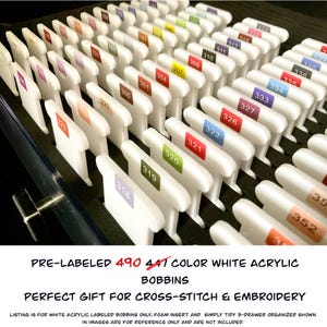 Pre-labeled 490 Color White Acrylic Bobbins:perfect Gift for Cross ...