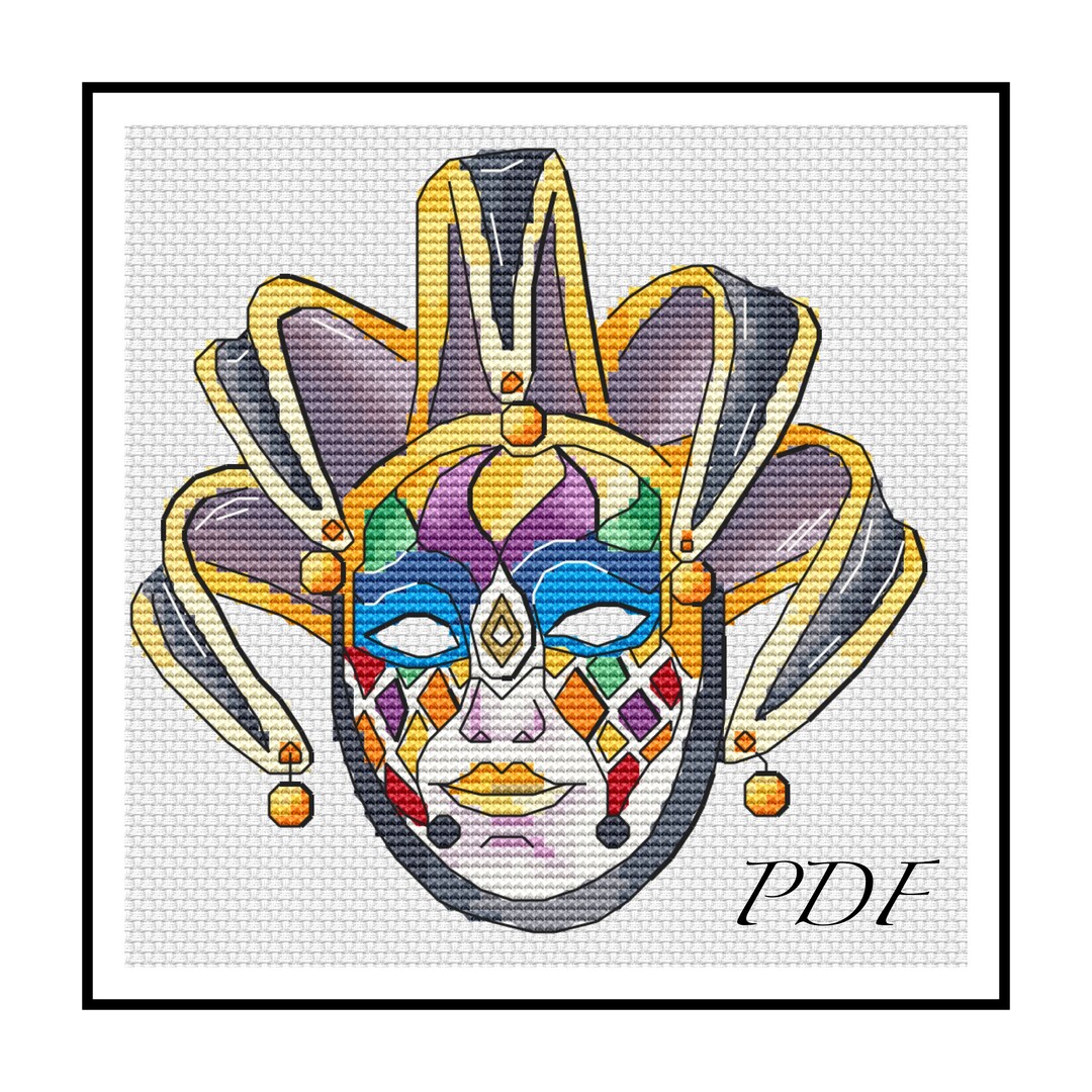 Venetian Mask Cross Stitch Pattern, Carnival Mask Xstitch, Face Mask ...
