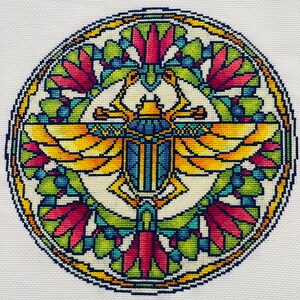 Colorful Scarabeus Beetle Mandala Cross Stitch Pattern, Egyptian Scarab ...