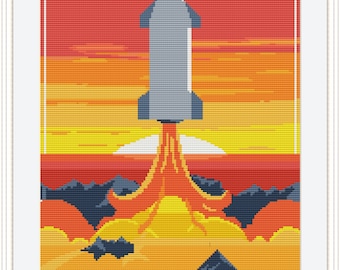 Rocket Cross Stitch Pattern - Etsy