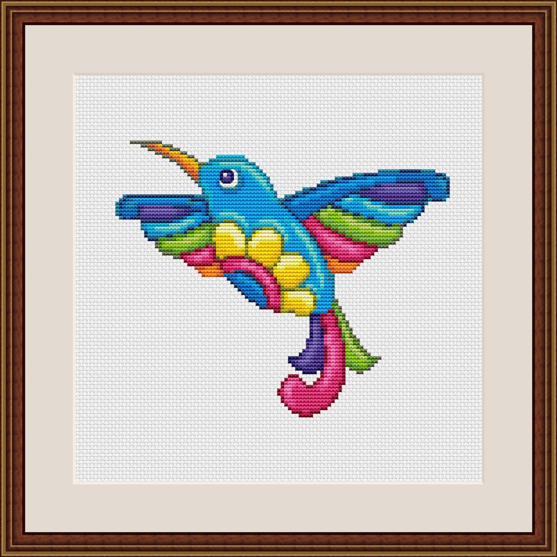 Best Rainbow Hummingbird Colibri cross stitch pattern Nice | Etsy