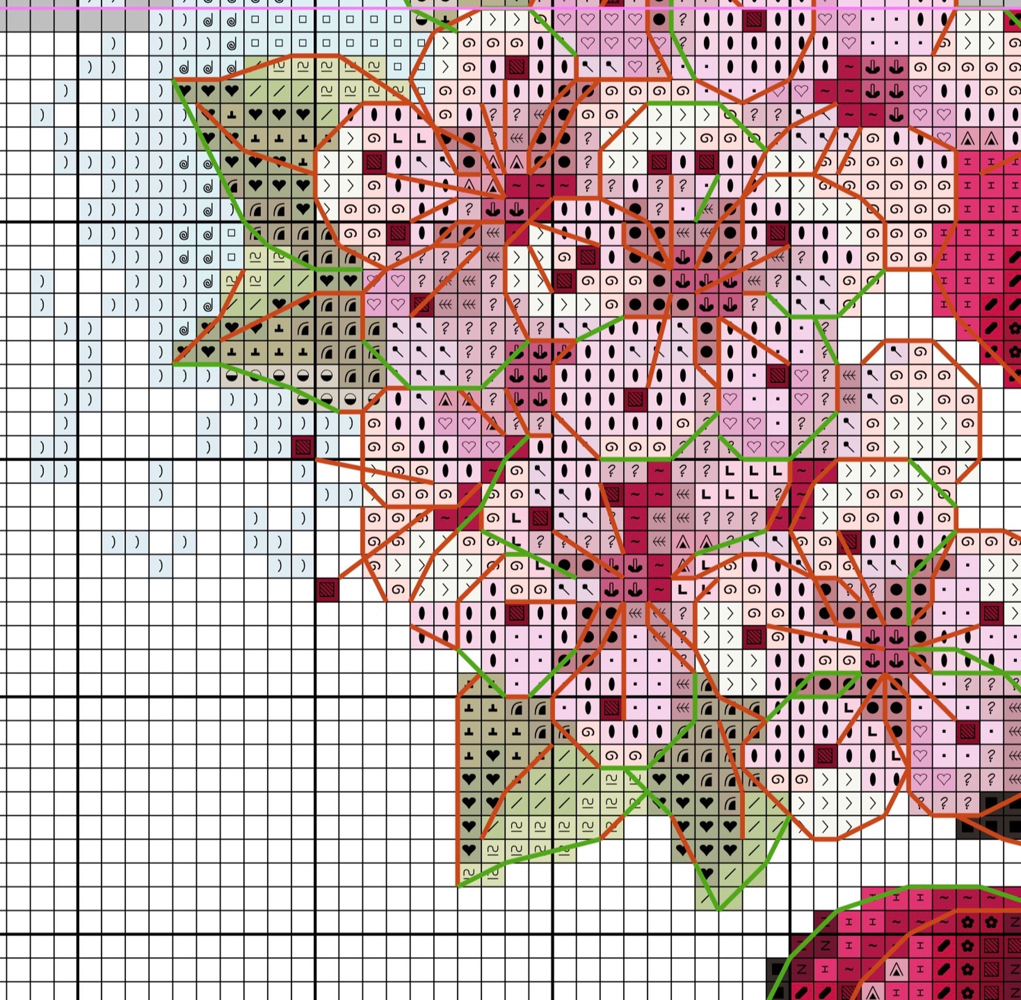 Spring Treble Clef Cross Stitch Pattern,clef Blooming Sakura Xstitch ...