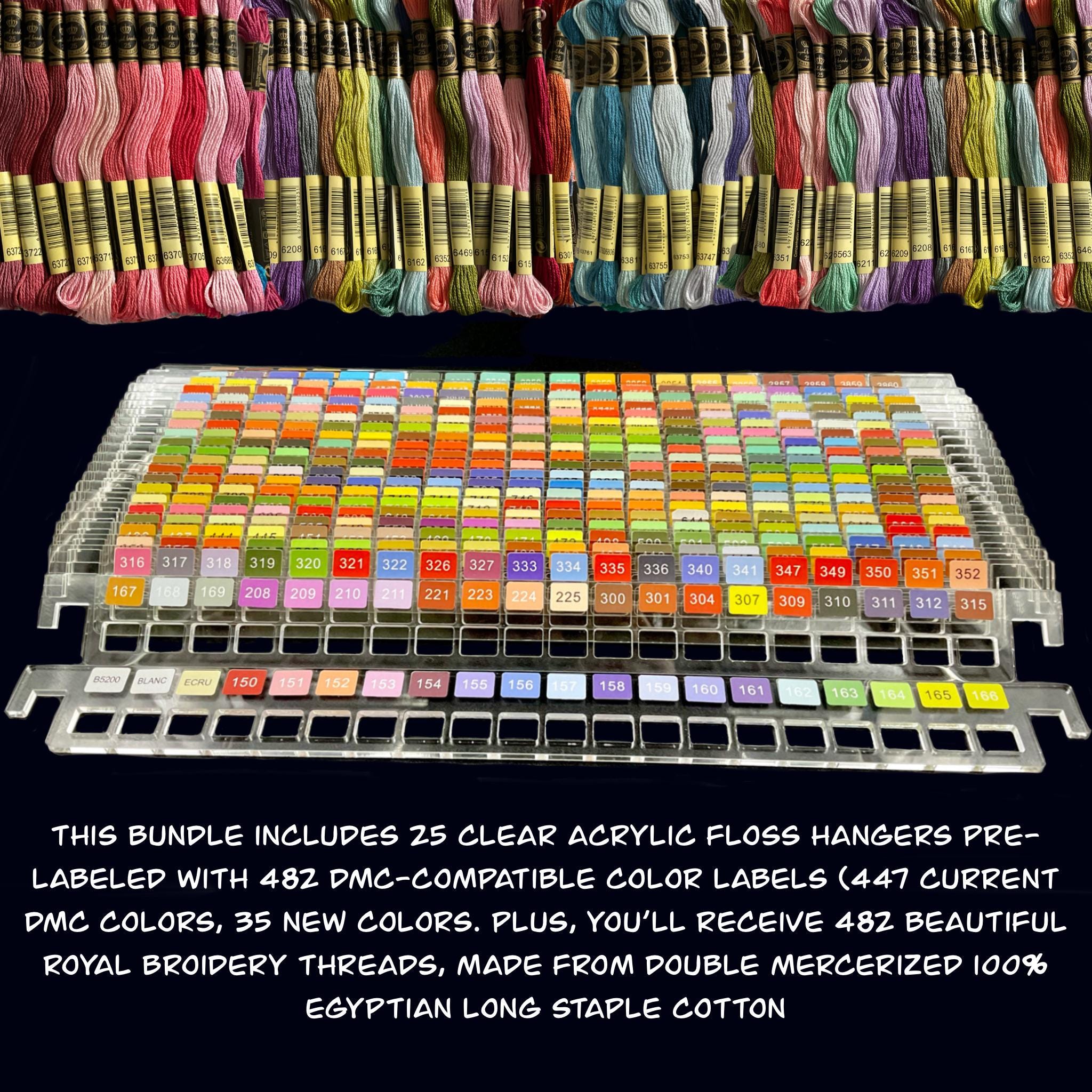 Set of 25 Clear Acrylic Pre-labeled Floss Hangers for 482 DMC Colors ...