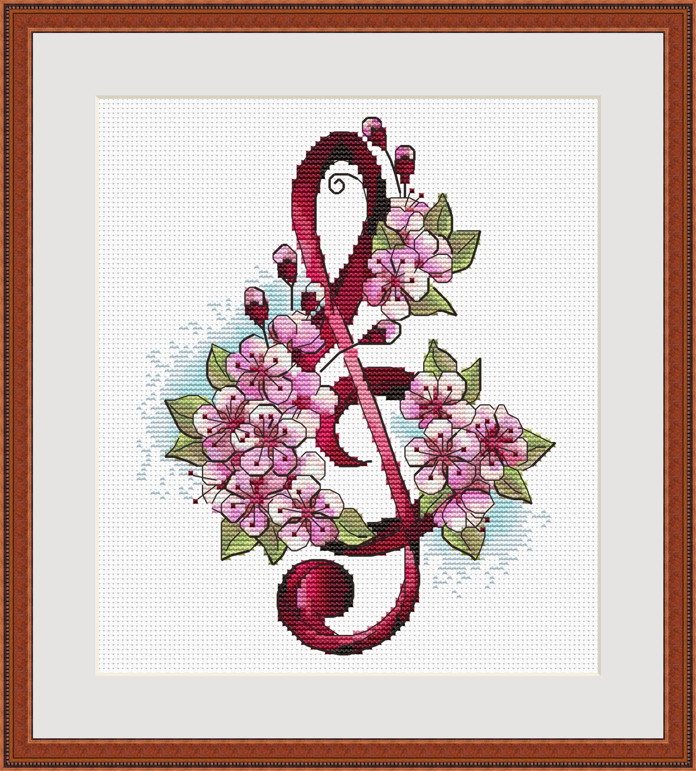 Spring Treble Clef Cross Stitch Patternclef Blooming Sakura - Etsy