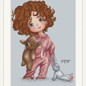 Cute Girl With Toys Pattern, Cute Girl Pattern, Happy Girl Modern ...