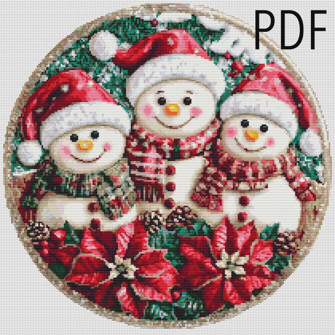 Three Happy Snowmen Cross Stitch Pattern–perfect Winter Holiday Décor ...