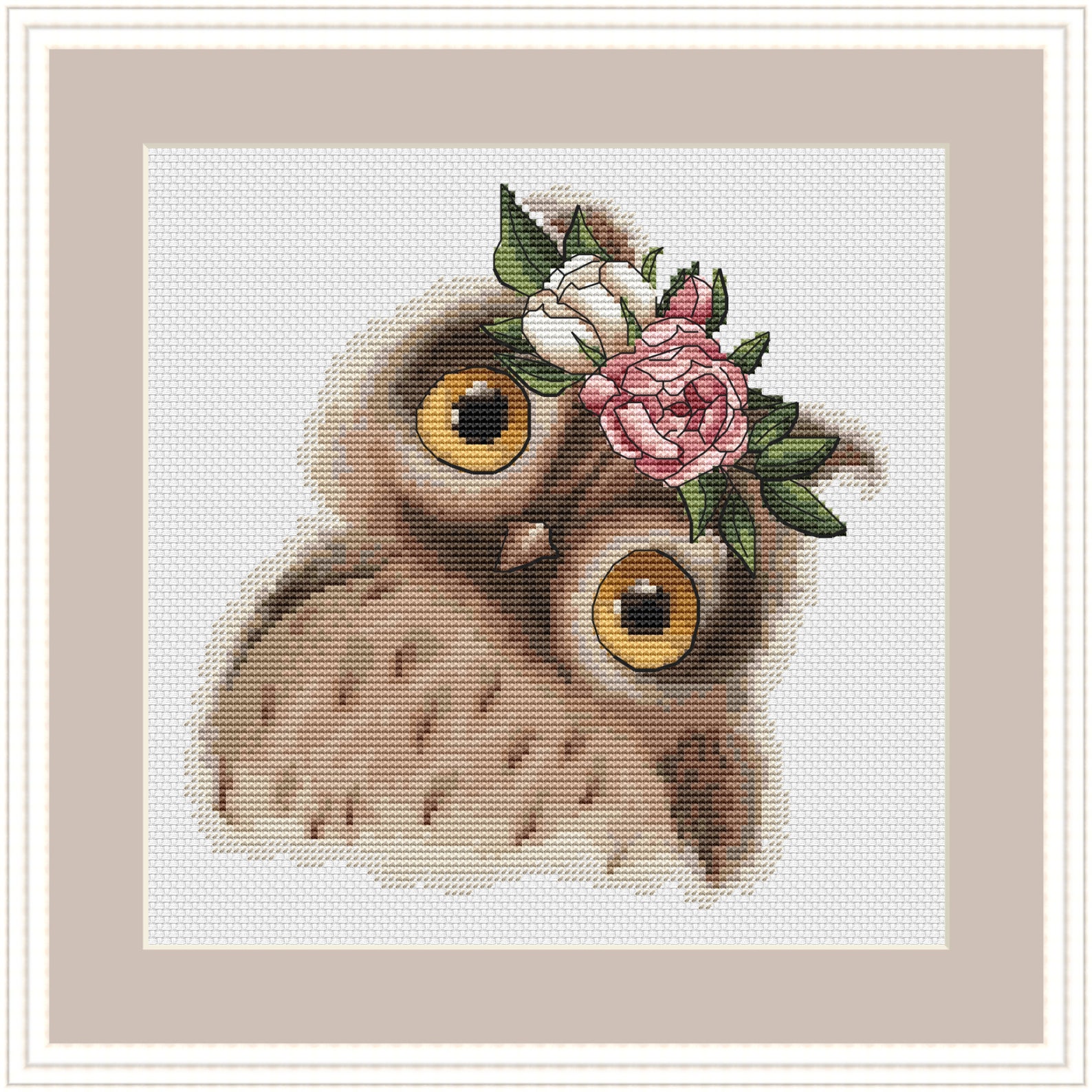 Cute Summer Owl Cross Stitch Pattern Owl in Flower Wreath - Etsy
