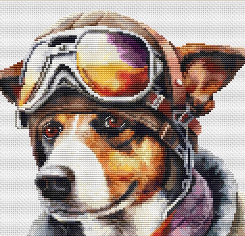 Dog Aviator Cross Stitch Design Pattern-embark on a Creative Adventure ...