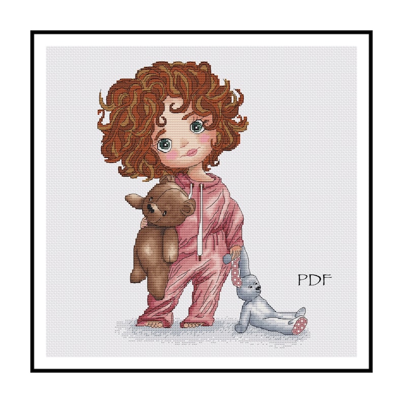 Cute Girl With Toys Pattern Cute Girl Pattern Happy Girl | Etsy