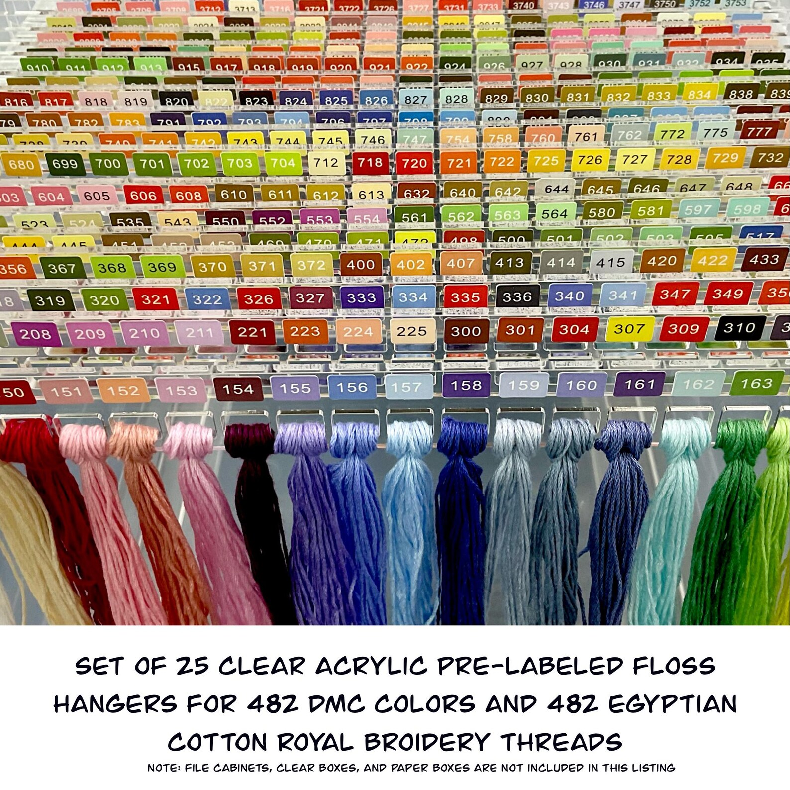 Set of 25 Clear Acrylic Pre-labeled Floss Hangers for 482 DMC Colors ...