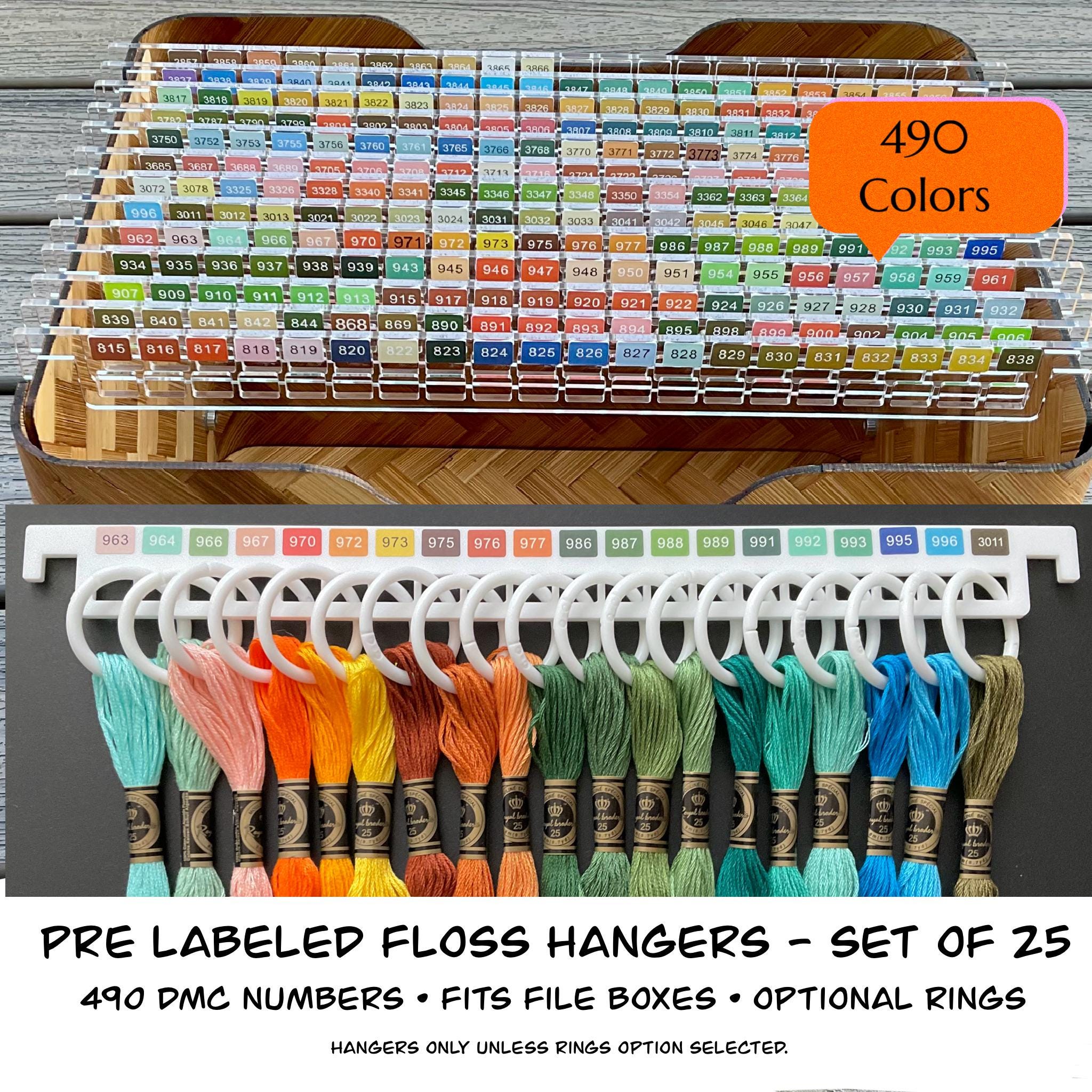 Pre Labeled Floss Hangers Set of 25 for 490 DMC Numbers Clear Acrylic ...