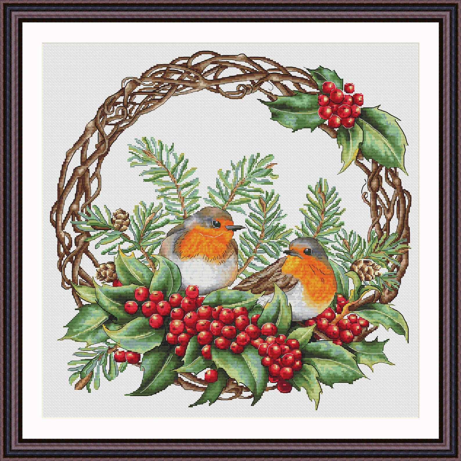 Christmas Wreath and Birds Cross Stitch Pattern Christmas - Etsy