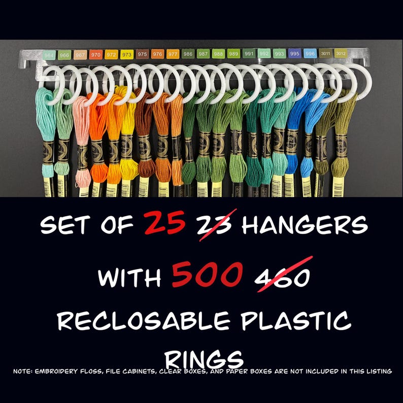 Pre Labeled Floss Hangers Set of 25 for 490 DMC Numbers Clear Acrylic ...