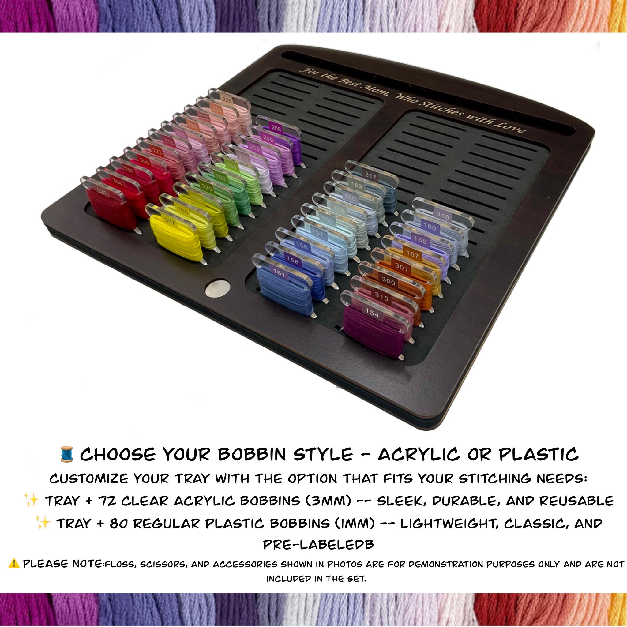 Personalized Cross Stitch Tray With 72 Acrylic or 80 Plastic Bobbins ...