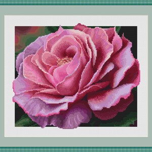 Capture Romance of Single Rose: Beautiful Pink Rose Cross Stitch ...