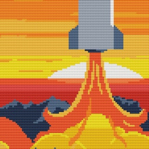 Starship Start Cross Stitch Pattern,beginner Xstitch,great Space Rocket ...