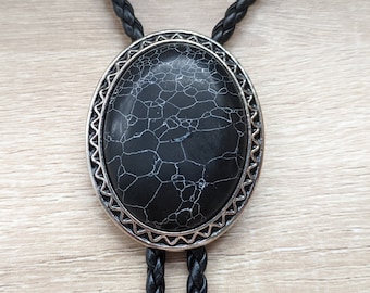 Sandpainting Stone Bola Bolo Tie Wedding Necklace PU Leather Rope ...